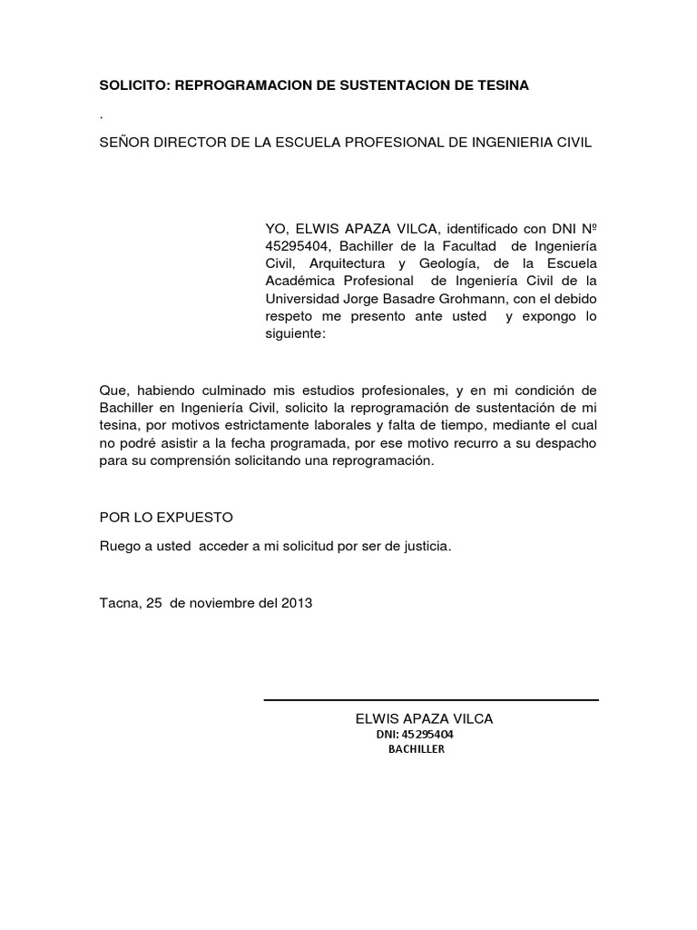 SOLICITO Reprogramacion | PDF