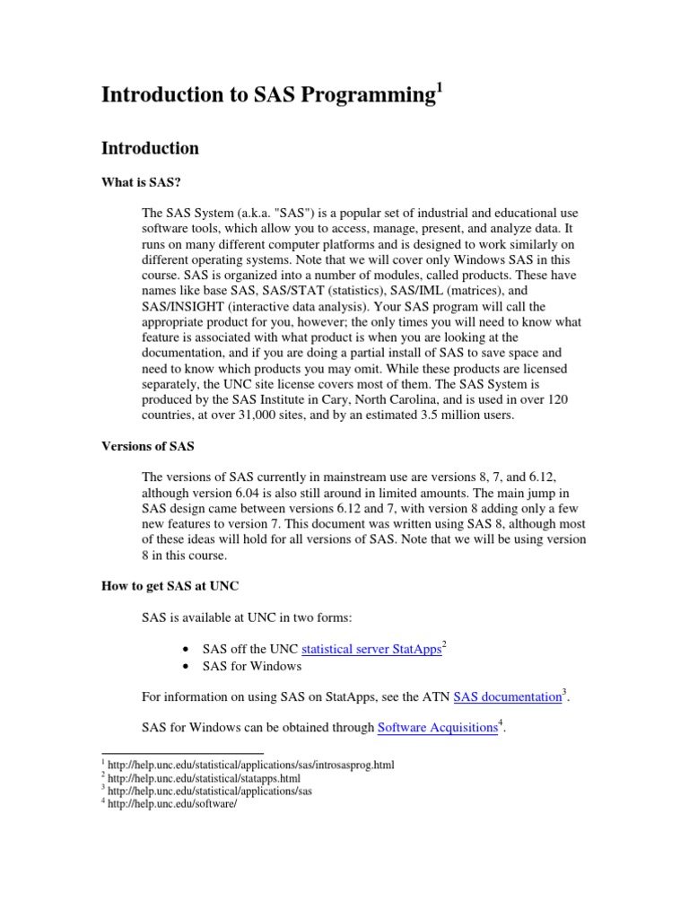 Introduction To Sas Programming | PDF | Sas (Software) | Variable (Computer Science)