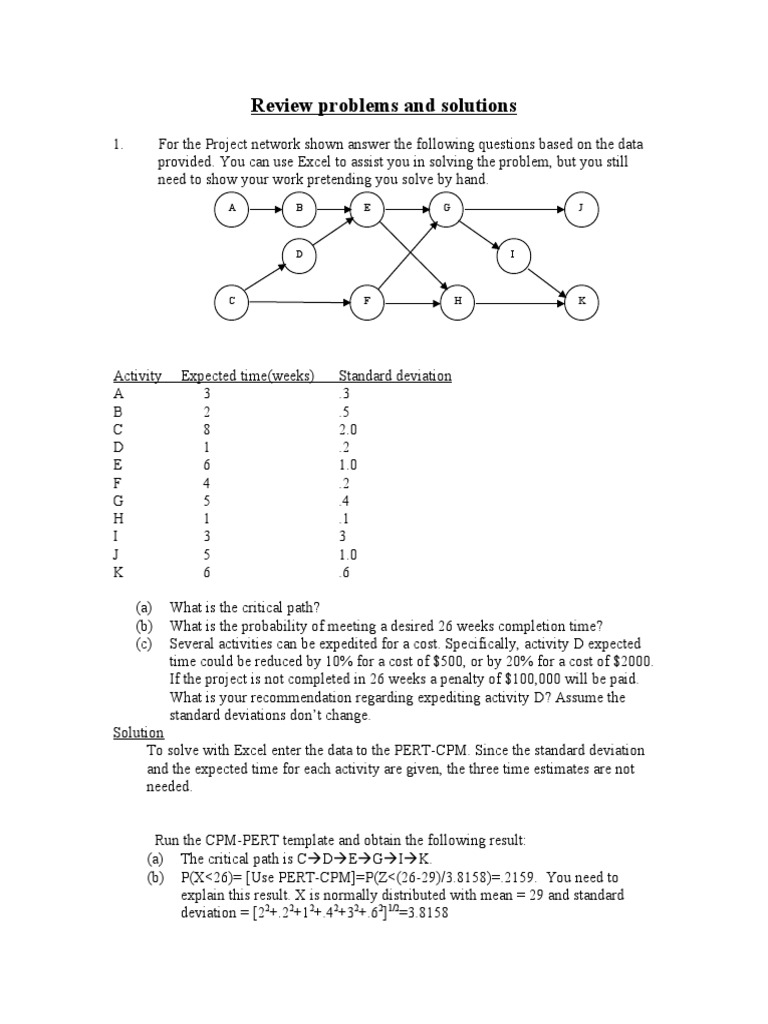 PERT Sample Question | PDF | Algorithms | Statistics
