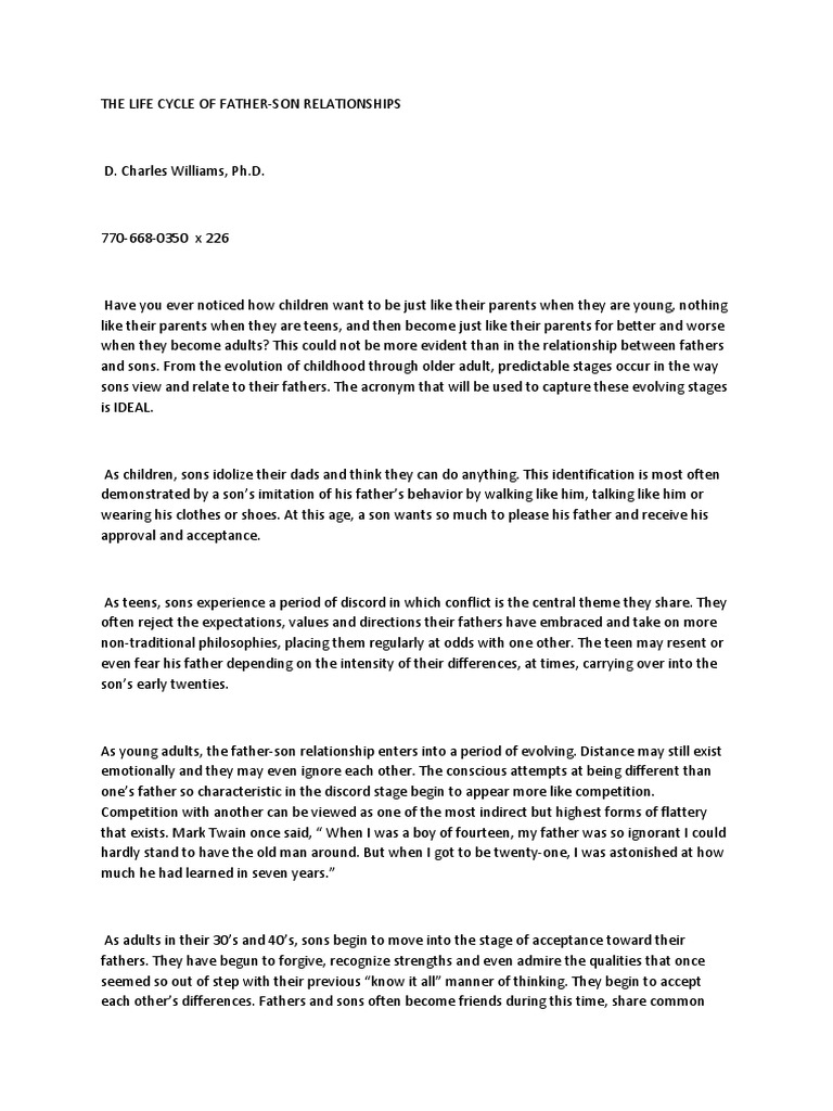 The Life Cycle of Father | PDF | Family Therapy | Adolescence