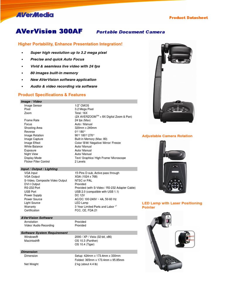 Visualiser AverVision 300AF | PDF | Video | Macintosh
