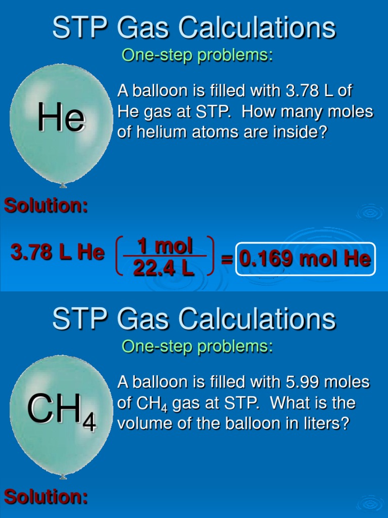 STP Gas Calculations Practice | PDF | Gases | Mole (Unit)