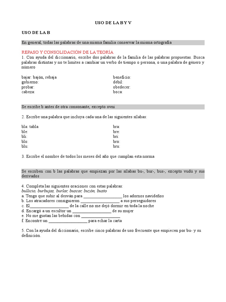 Guía de Uso de B y V en Español | PDF