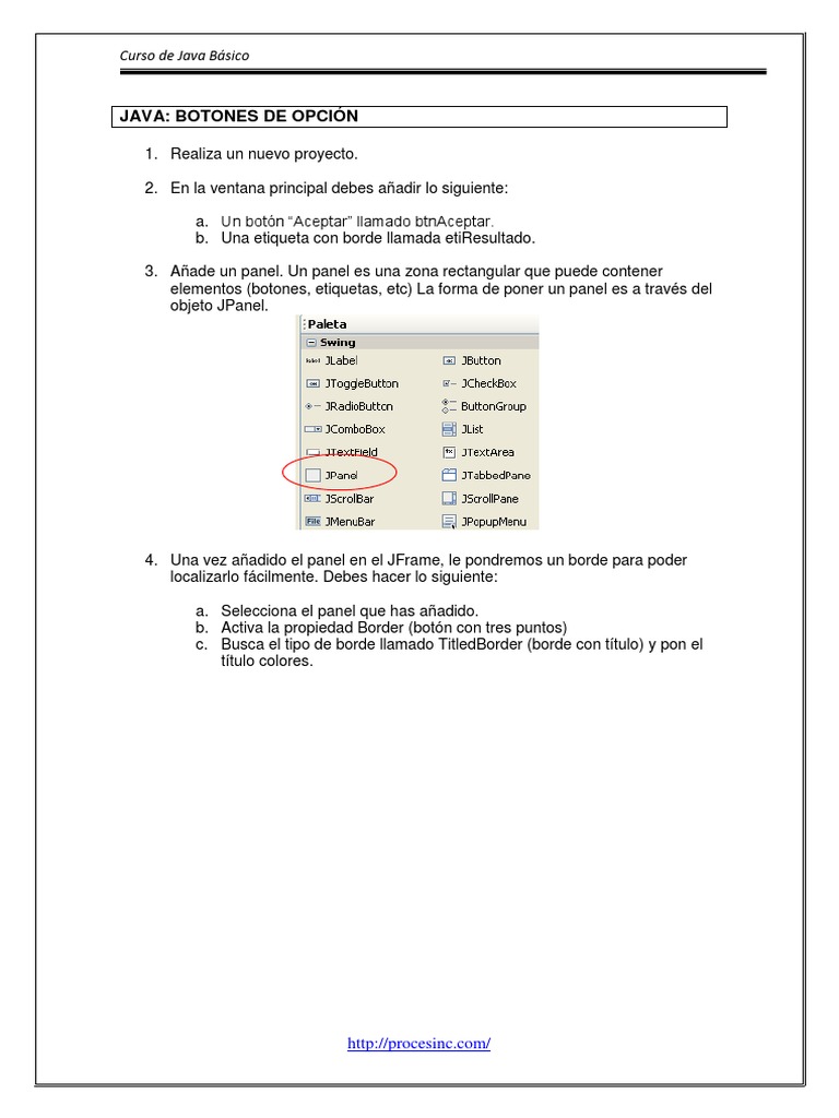 Botones de Opción en Java | PDF | Java (lenguaje de programación ...