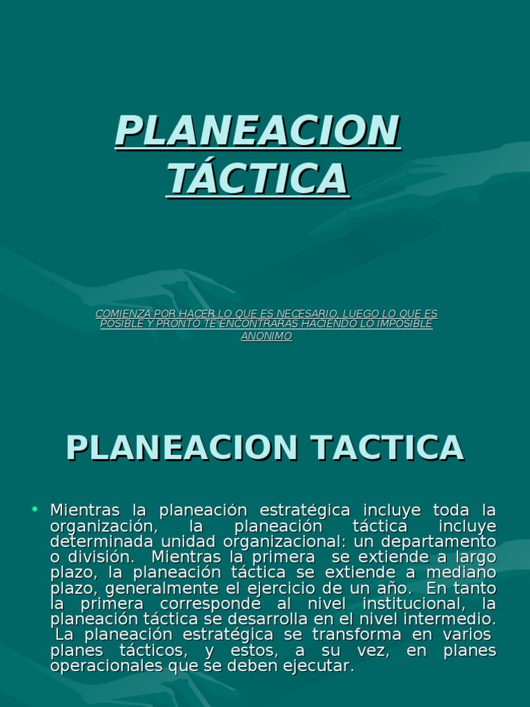 Planeacion Táctica | PDF | Planificación | Marketing