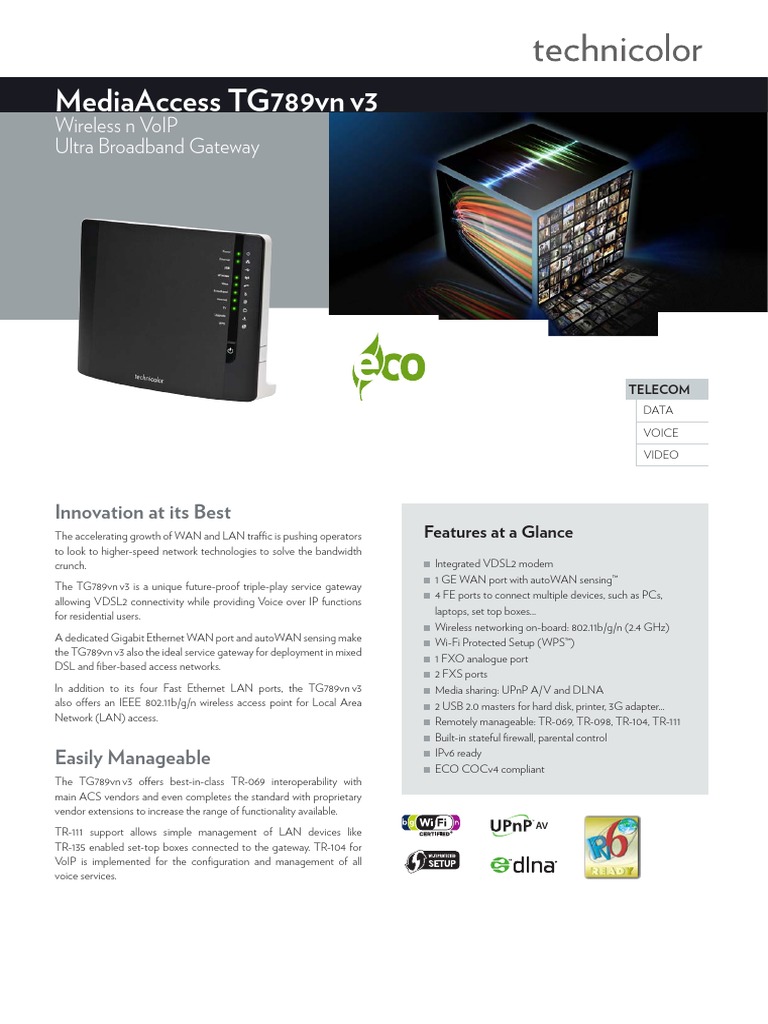 DS Technicolor TG789vn-V3 | PDF | Voice Over Ip | Wi Fi