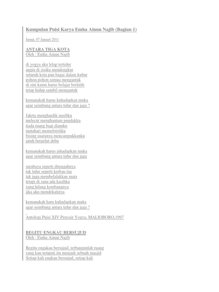 Puisi Karya Emha Ainun Najib | PDF | Agama & Spiritualitas | Puisi