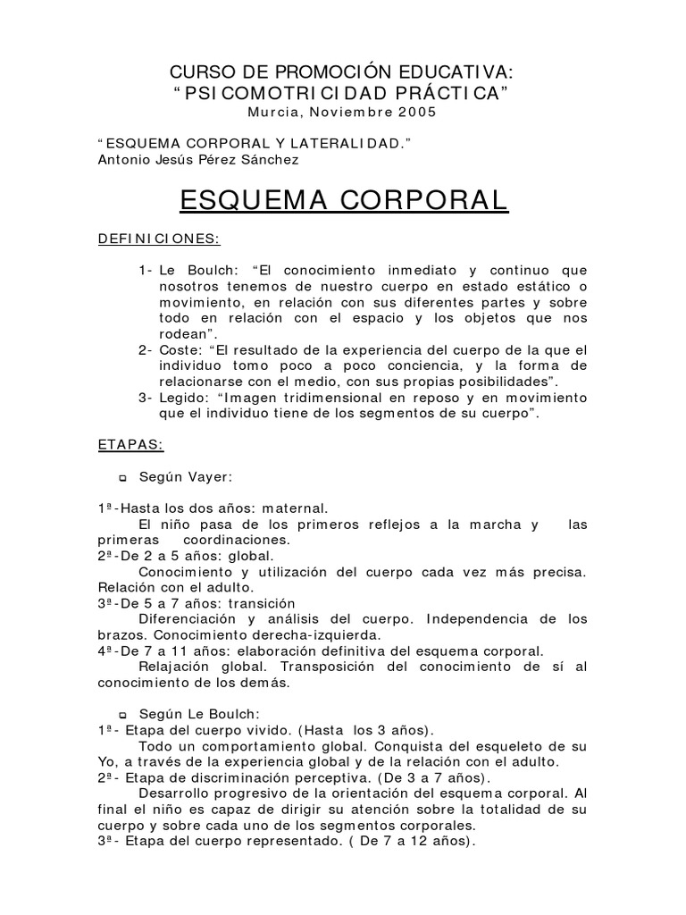 Esquema Corporal PDF | PDF
