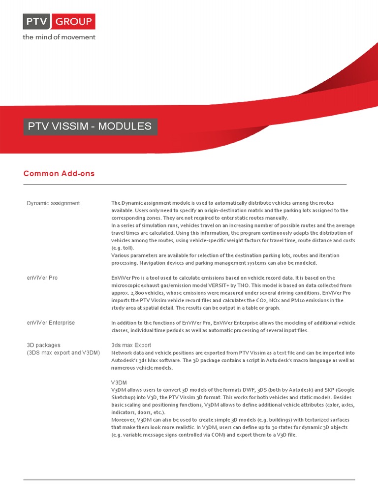 En PTV Vissim Modules | PDF | Application Programming Interface | 3 D ...