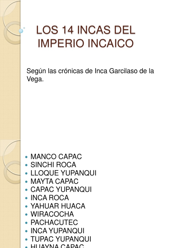 Los 14 Incas | PDF | Imperio Inca