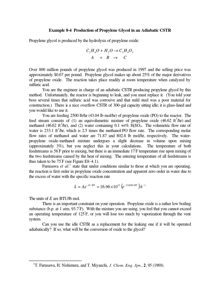 CSTR Example | Download Free PDF | Chemical Reactor | Heat