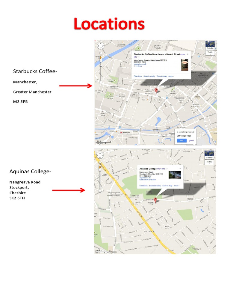 Starbucks and Aquinas College Locations | PDF