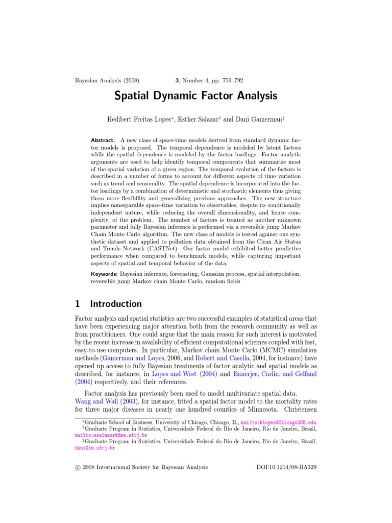 Spatial Dynamic Factor Analysis | PDF