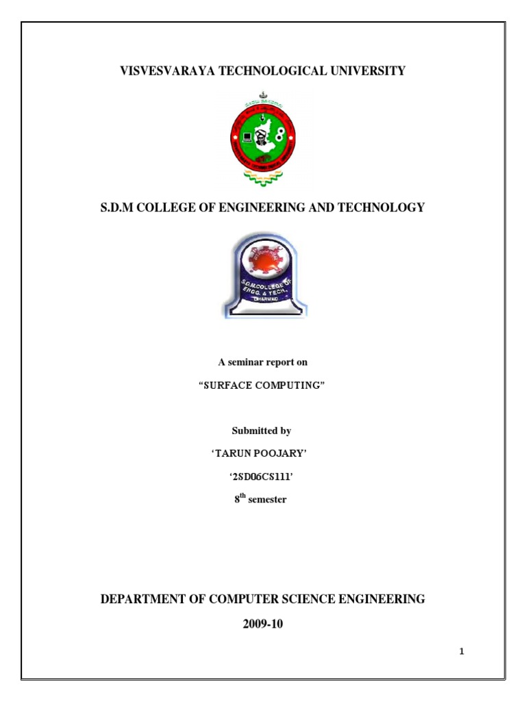 Visvesvaraya Technological University: A Seminar Report On "Surface ...