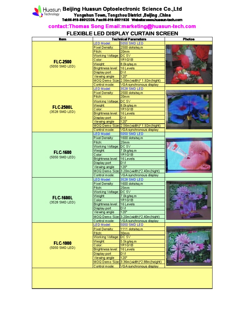 Flexible LED Display Specifications | PDF | Film And Video Technology ...