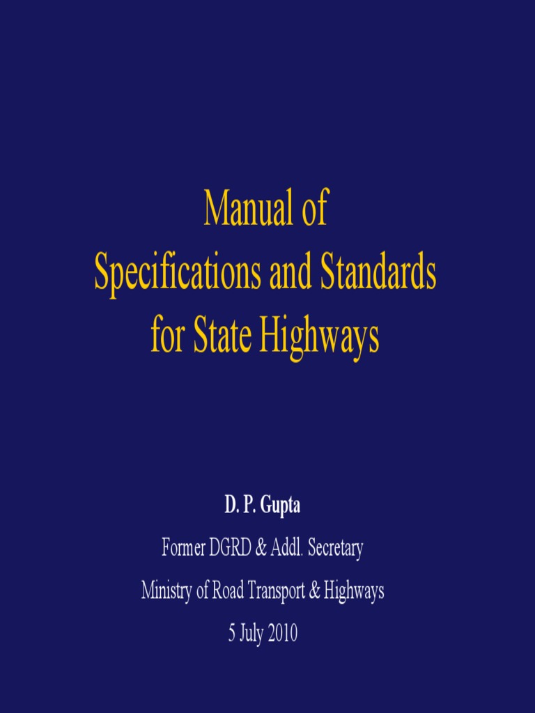 Manual of Specifications and Standards For State Highways | PDF | Road ...