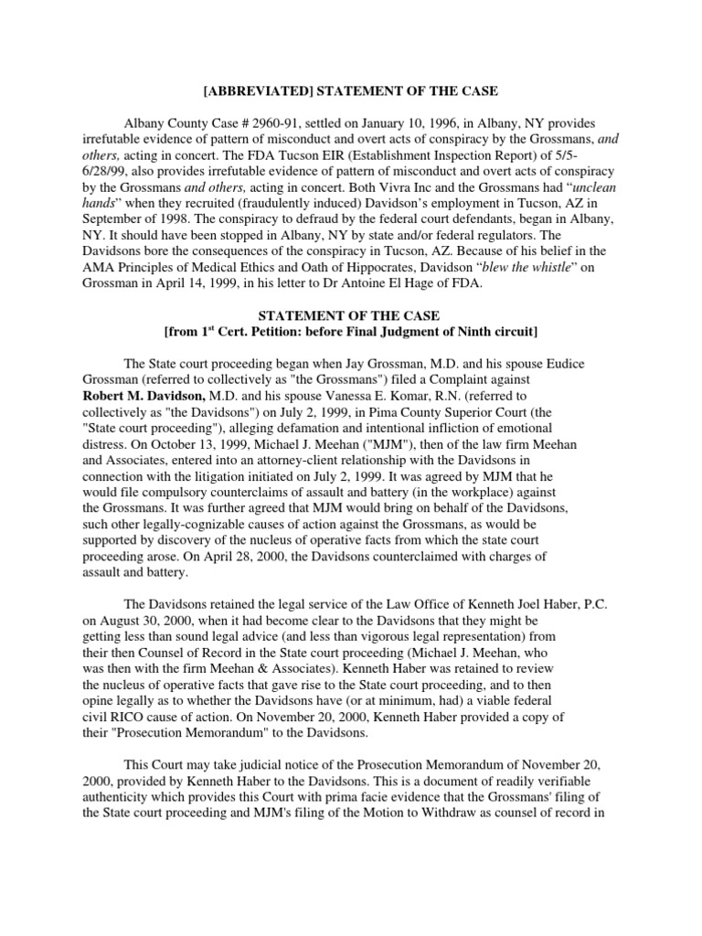 Statement of the Case | Complaint | Federal Rules Of Civil Procedure