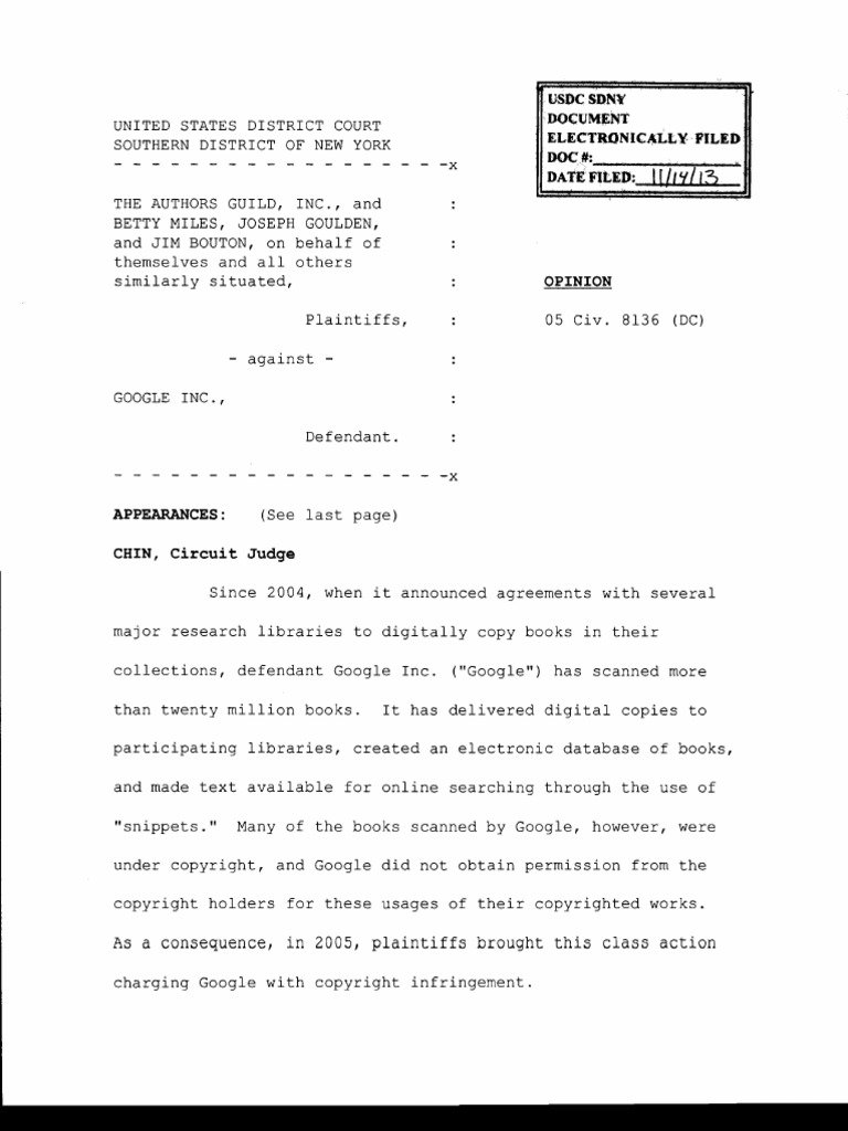 Google Book Scanning Decision | PDF | Fair Use | Google Books