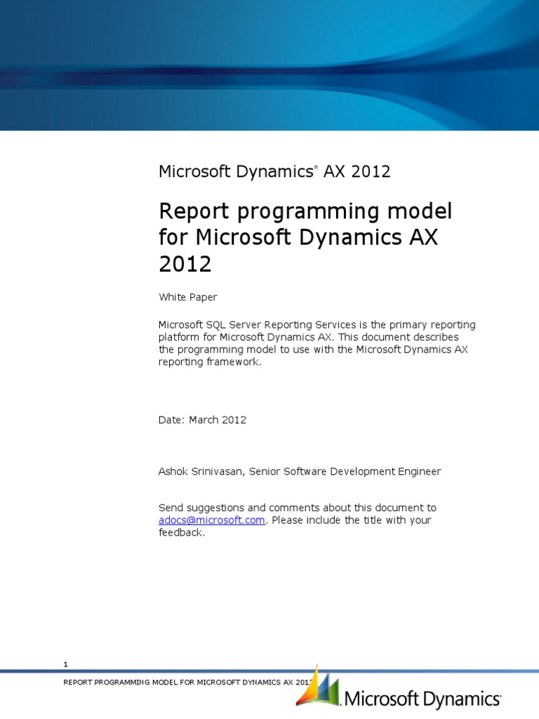 Report Programming Model For Microsoft Dynamics Ax 2012 Pdf Method Computer Programming 1949