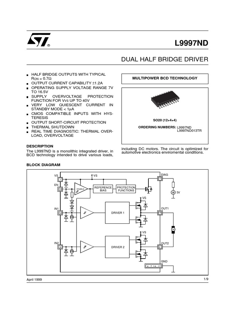 Dual Half Bridge Driver: Multipower BCD Technology | PDF | Electrical ...