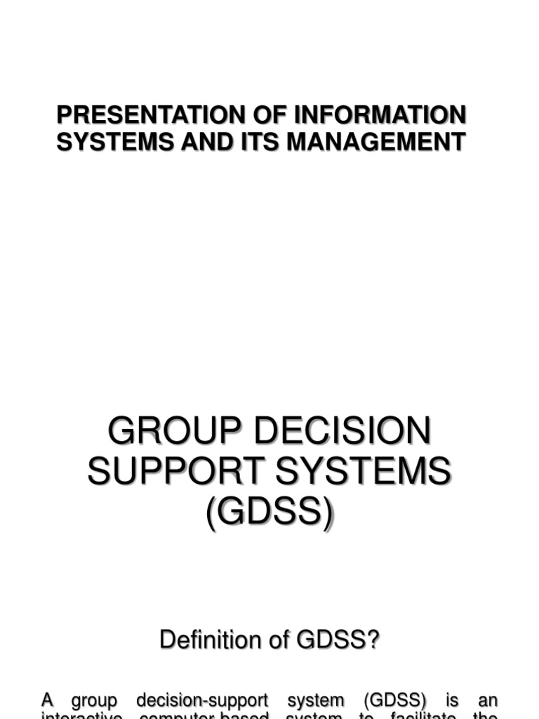 Group Decision Support Systems (GDSS) | PDF | Brainstorming | Decision ...