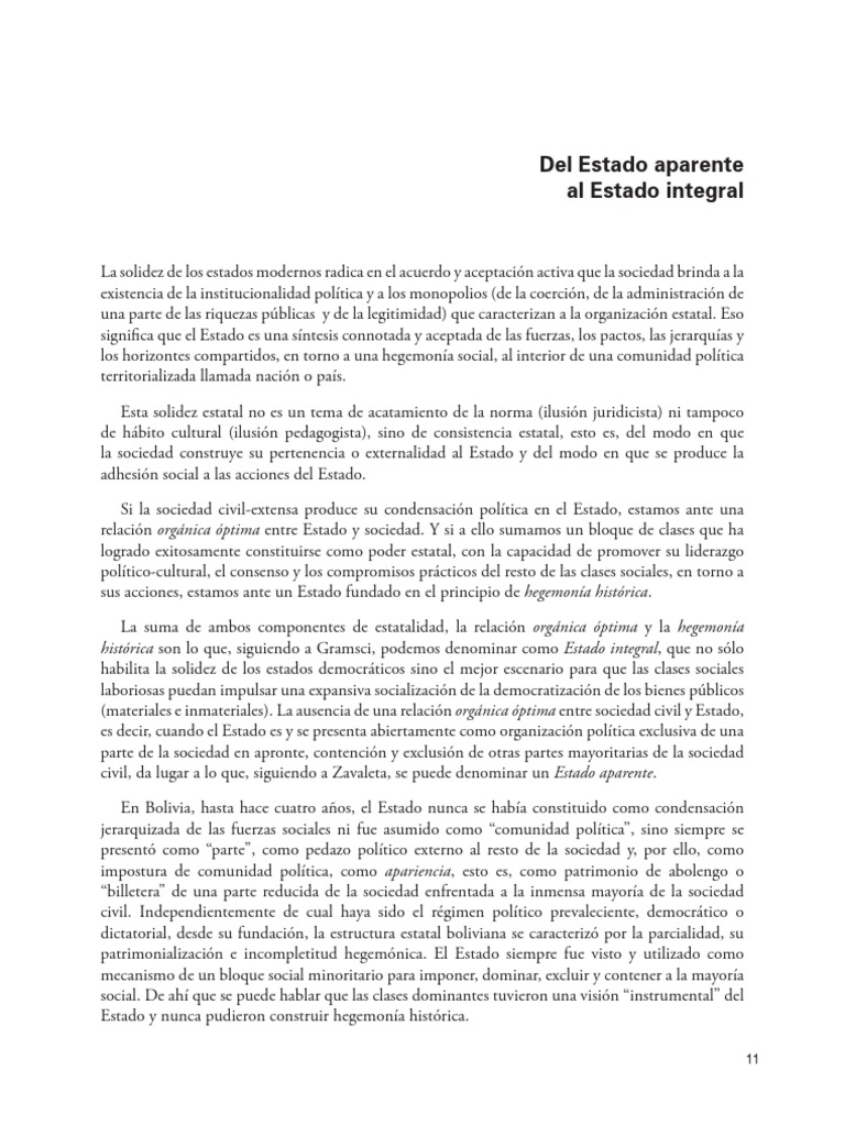 Del Estado Aparente Al Estado Integral | PDF | Hegemonía | Estado ...
