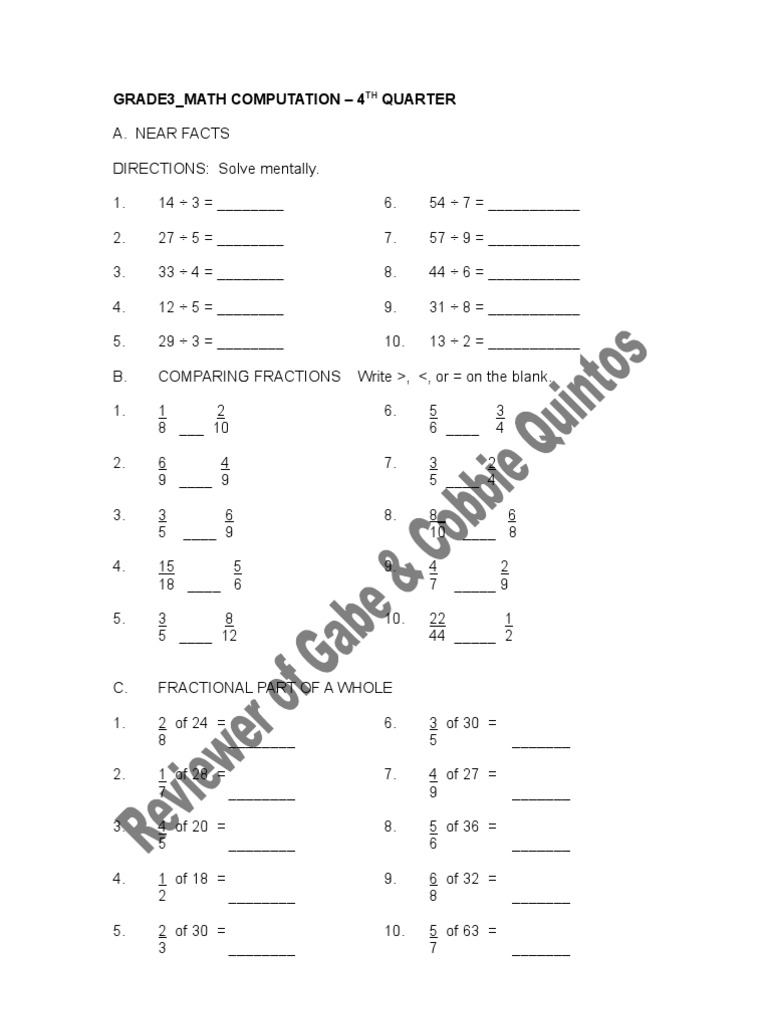 Grade3 - 4th Q-Math Computation | PDF | Teaching Mathematics