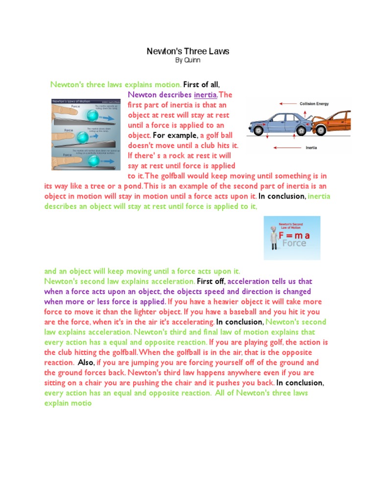 Newton's Three Laws of Motion Explained | PDF
