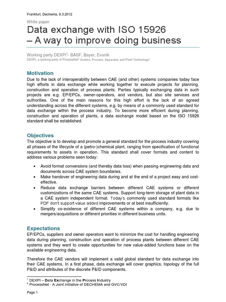 Position Paper Dexpi | PDF | Data Model | Product Lifecycle