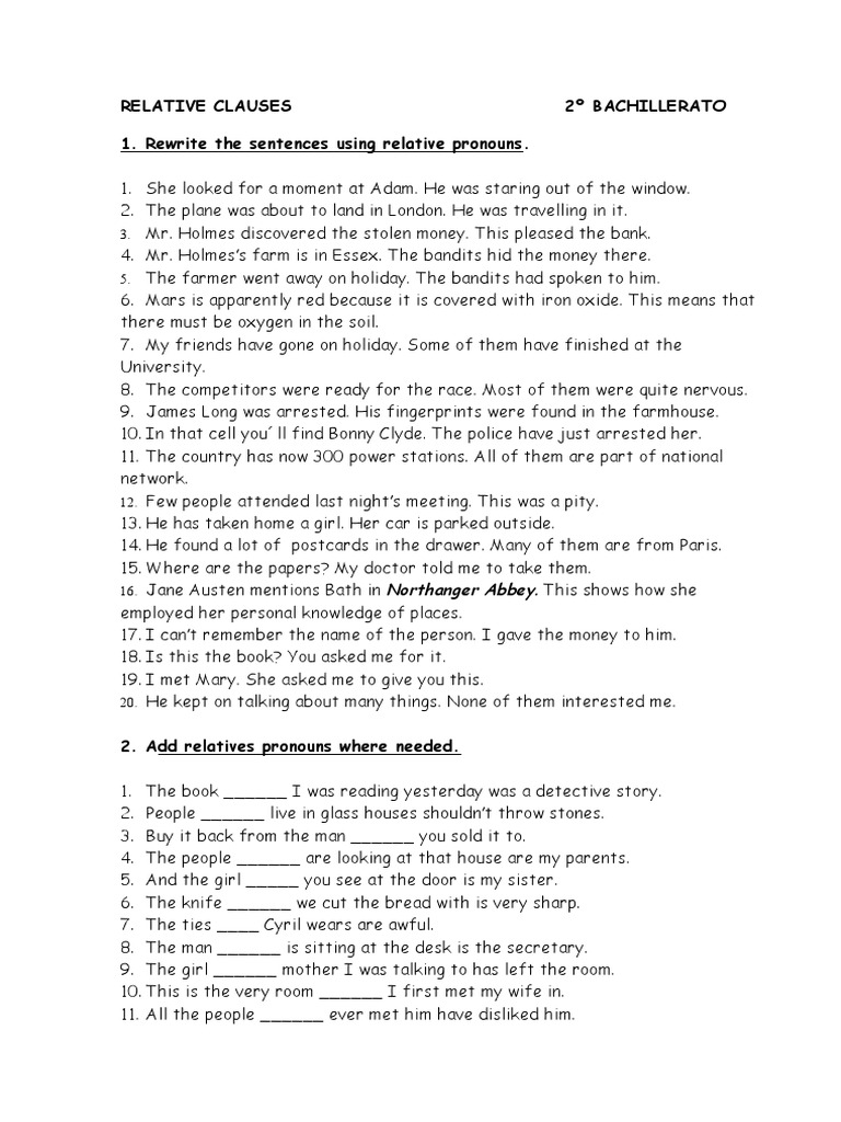 Relative Clauses Practice With Key | PDF | Linguistics | Grammar