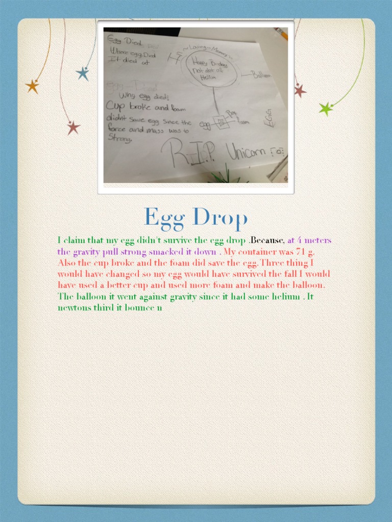 Egg Drop Experiment Analysis | PDF