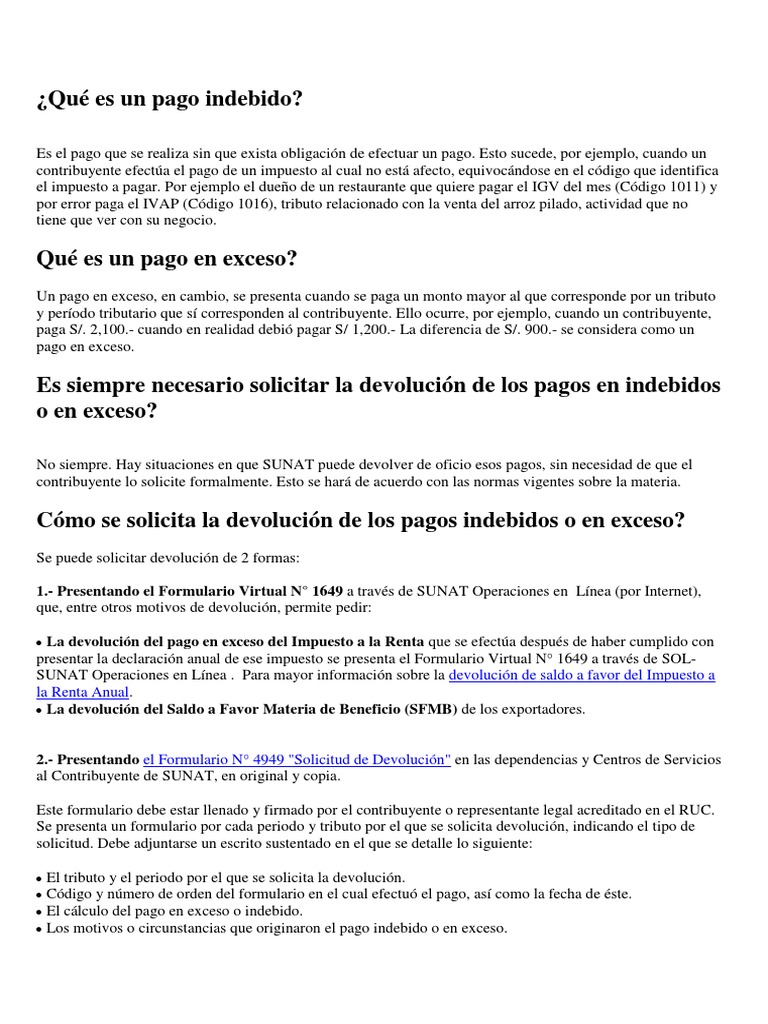 Qué Es Un Pago Indebido | Contribuyente | Impuestos