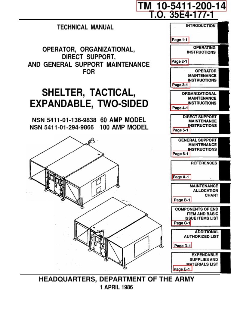 TM 10-5411-200-14 Shelter Expandable Two-Sided | PDF | United States ...