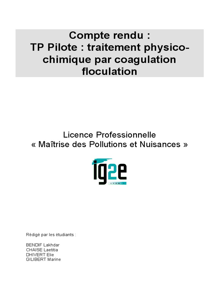 TP Coagulation Floculation | PDF | Procédé chimique | Liquides
