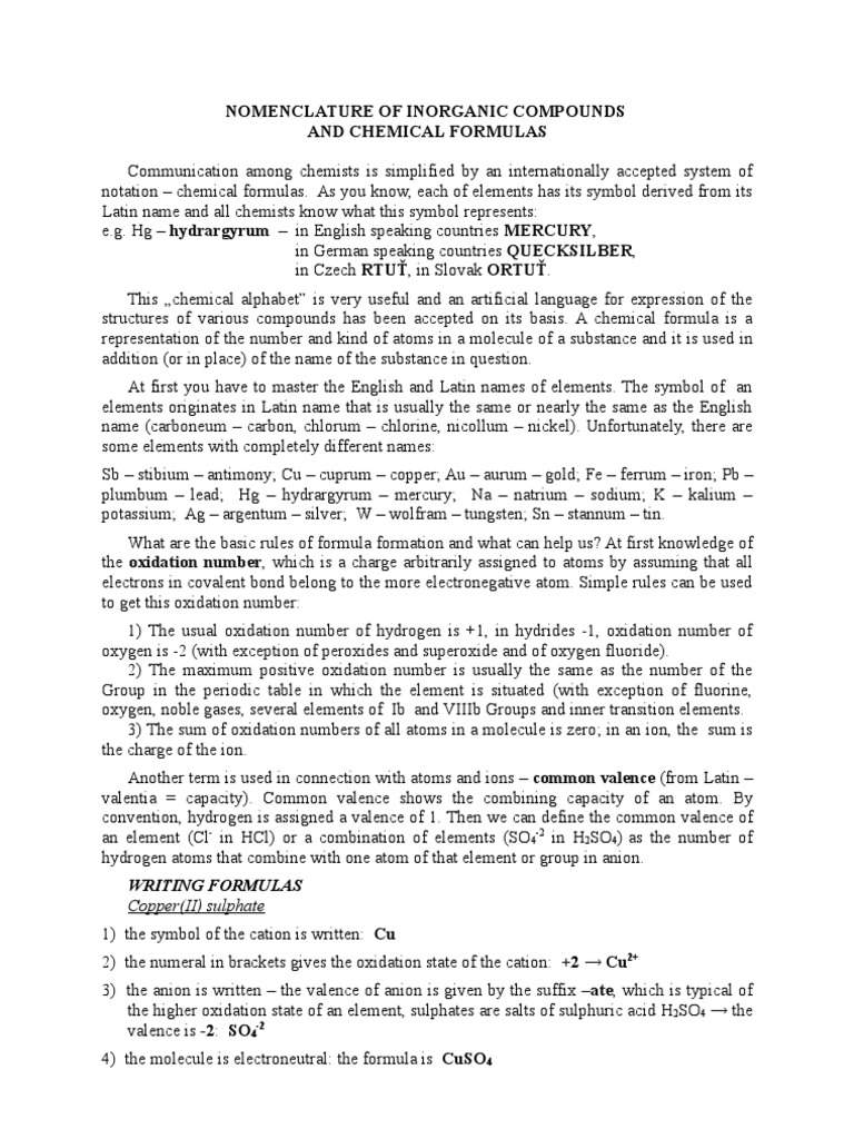 (CHEM) Nomenclature of Inorganic Comp | PDF