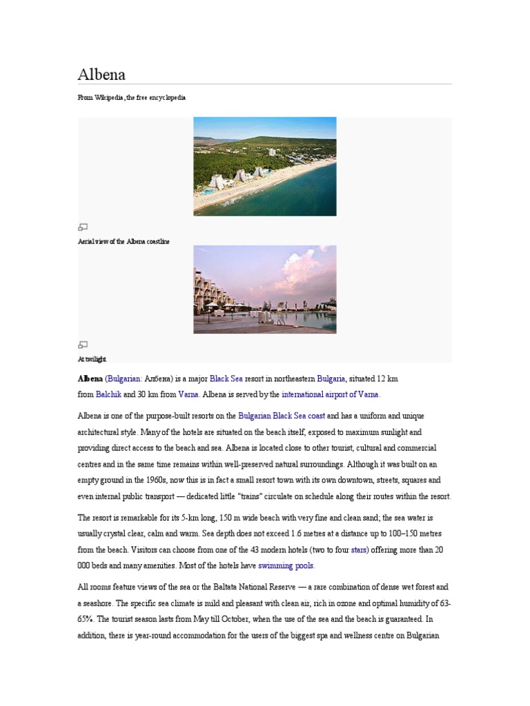 Albena: From Wikipedia, The Free Encyclopedia | PDF | Tourism And ...