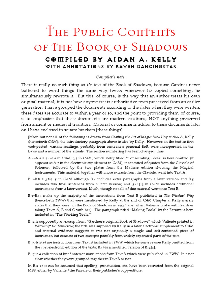 The Public Contents of The Book of Shadows | Download Free PDF | Book ...