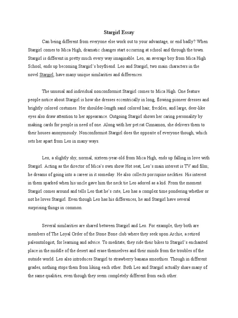 Stargirl Essay | PDF