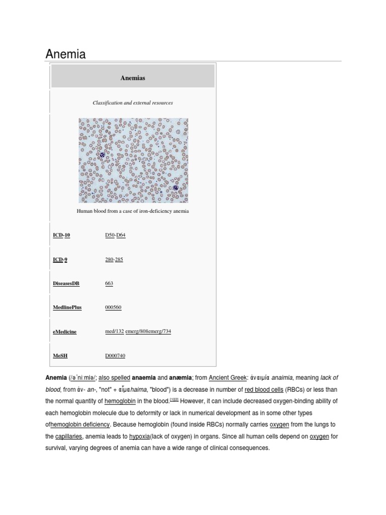 Anemia | PDF | Anemia | Hematology