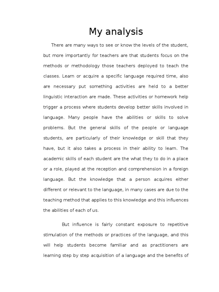 Analysis | PDF | Teaching Method | Learning