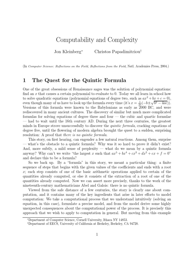 Computability And Complexity Pdf Time Complexity Computational