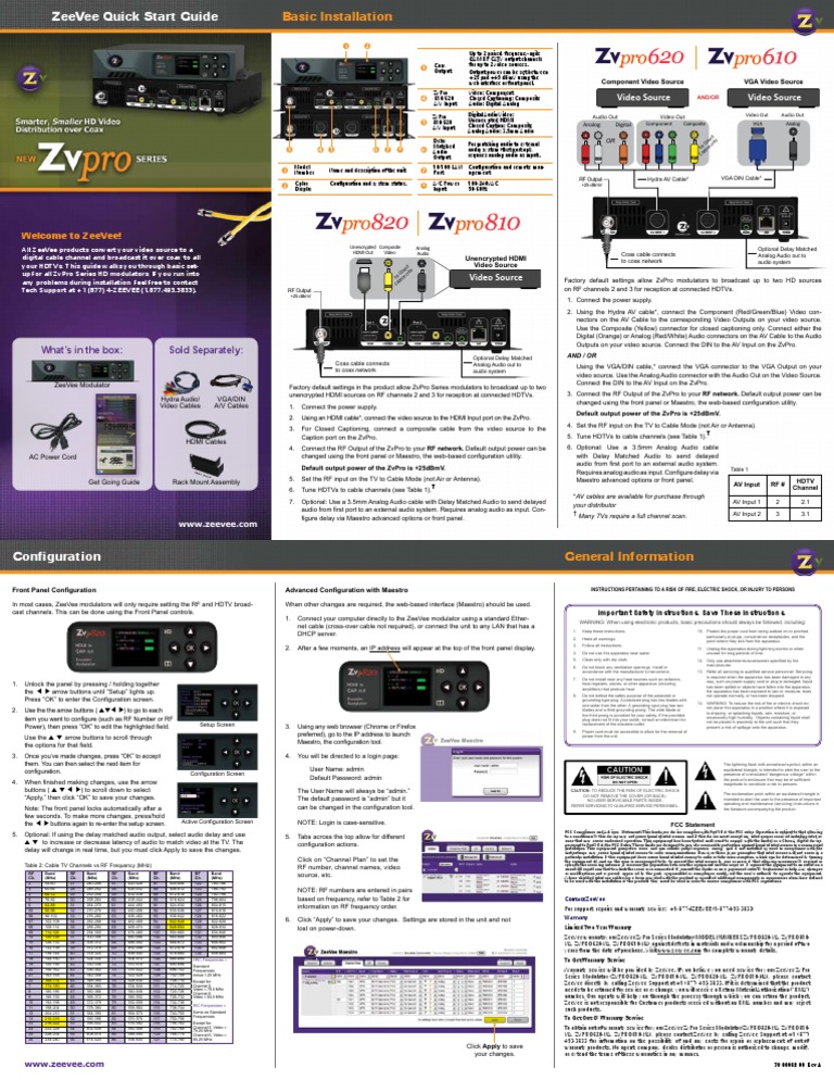 ZeeVee ZVPro Quick Start Guide | PDF | Electromagnetic Interference | Hdmi
