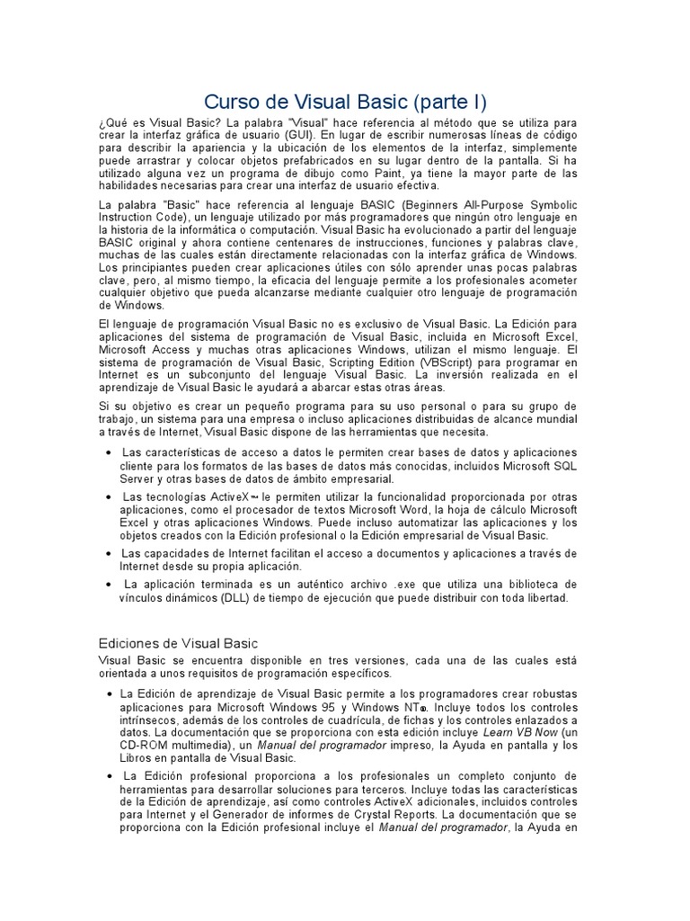 Curso de Visual Basic Parte 1 | PDF