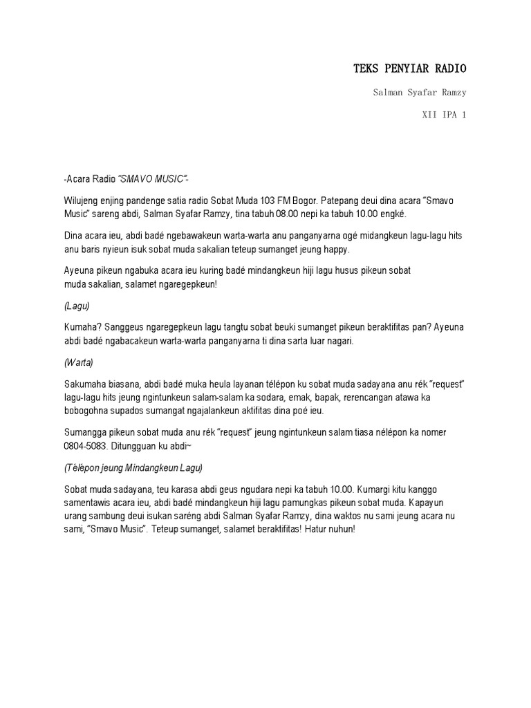 Teks Penyiar Radio (Basa Sunda) | PDF