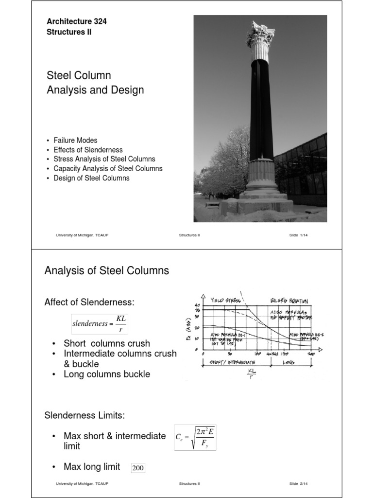 Steel Column Analysis and Design y G: Architecture 324 Structures II ...