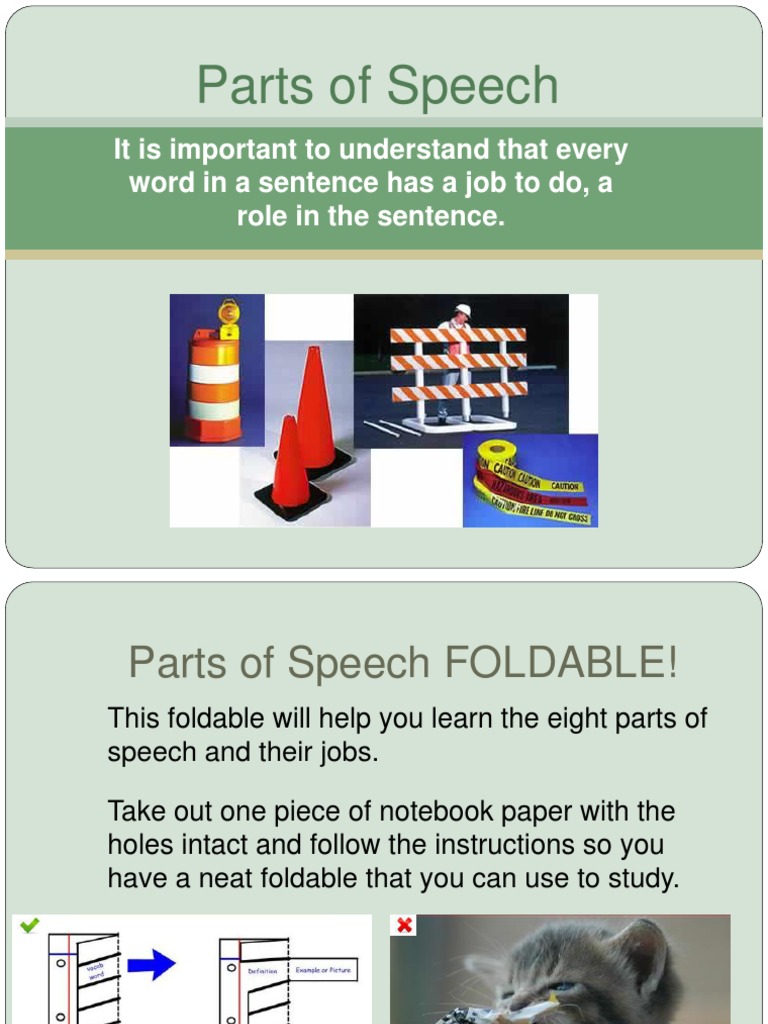 Parts of Speech Foldable Power Point | PDF | Part Of Speech | Noun