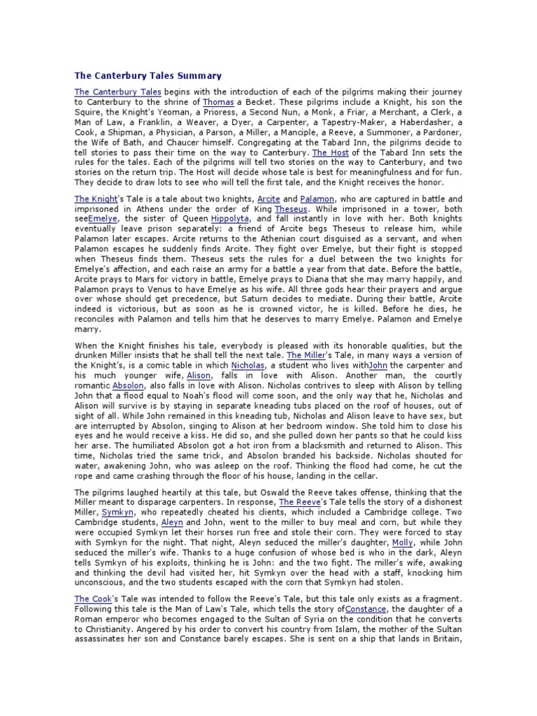 The Canterbury Tales Summary | PDF