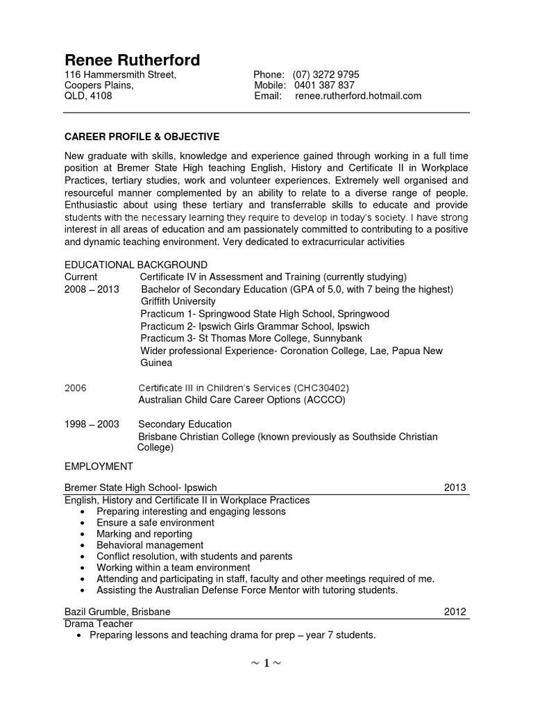 Renee Rutherford-Resume | PDF | Child Care | Relationships