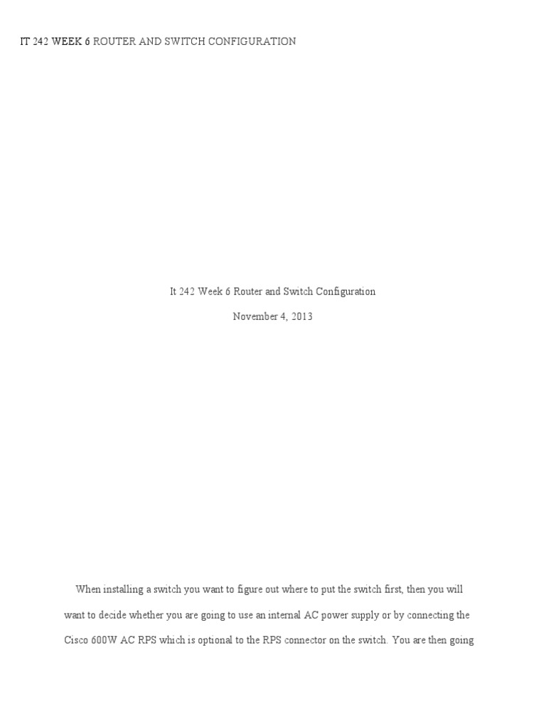 It 242 Week 6 Router and Switch Configuration | PDF | Network Switch | Router (Computing)