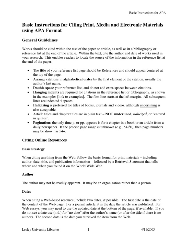 APA Gen Guidelines | PDF | Citation | World Wide Web
